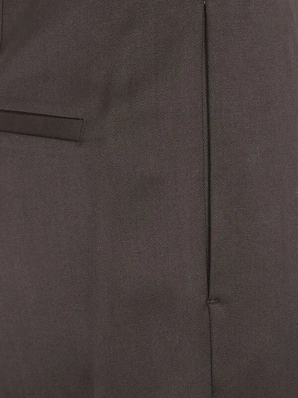 LARDINI Pure Virgin Wool Wide-leg Trousers - Brown