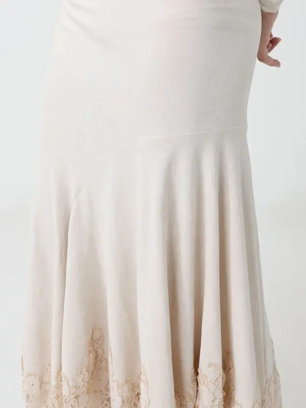 Alberta Ferretti Ruched Lace Trimmed Dress