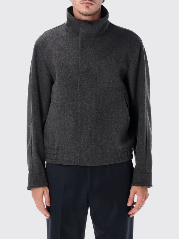 LARDINI Pure Virgin Wool Short Coat With Funnel Neck