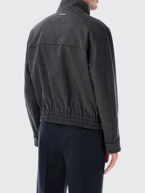 LARDINI Pure Virgin Wool Short Coat With Funnel Neck