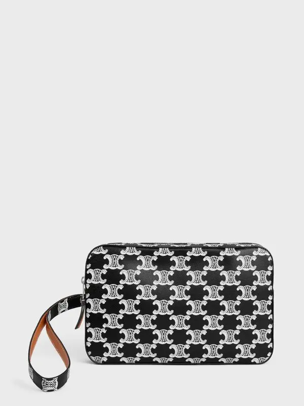 Celine Monogrammed Leather Briefcase With Wristlet