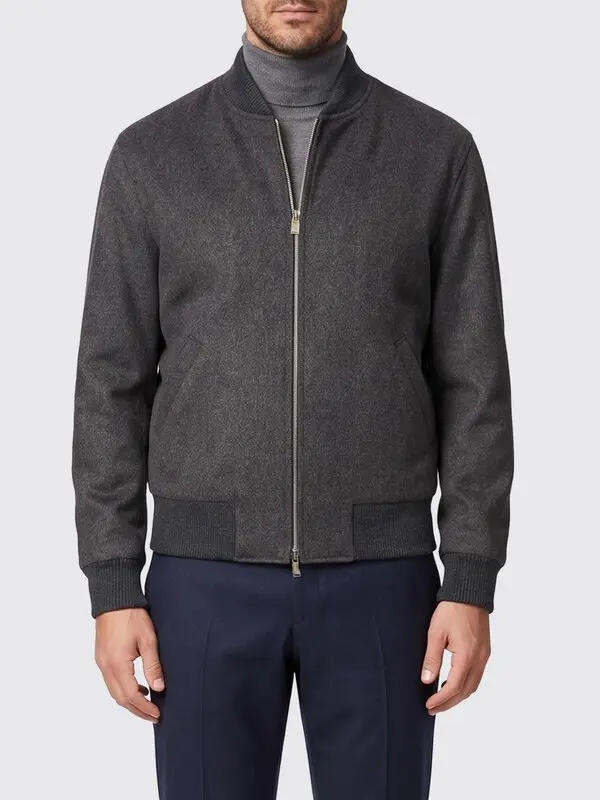 LARDINI Virgin Wool Bomber Jacket - Grey