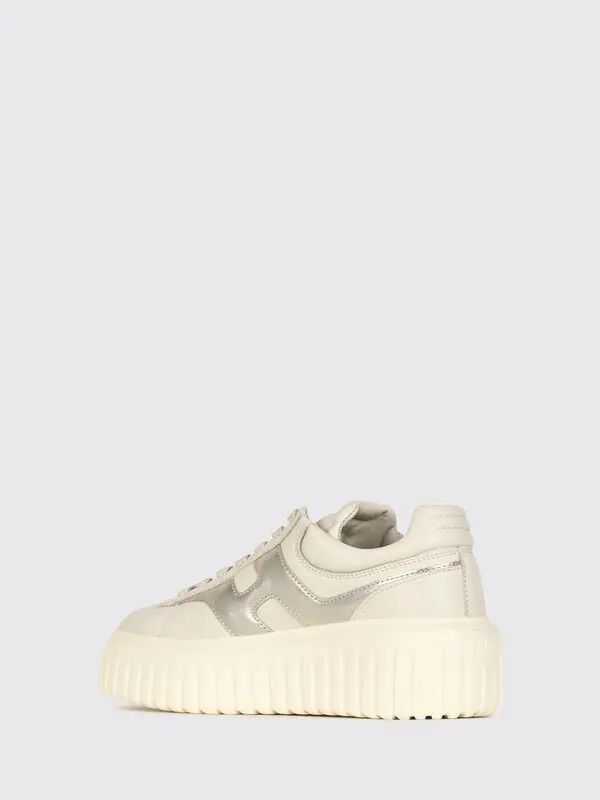 Hogan H-stripes Leather Platform Sneakers With Laminated Details - White