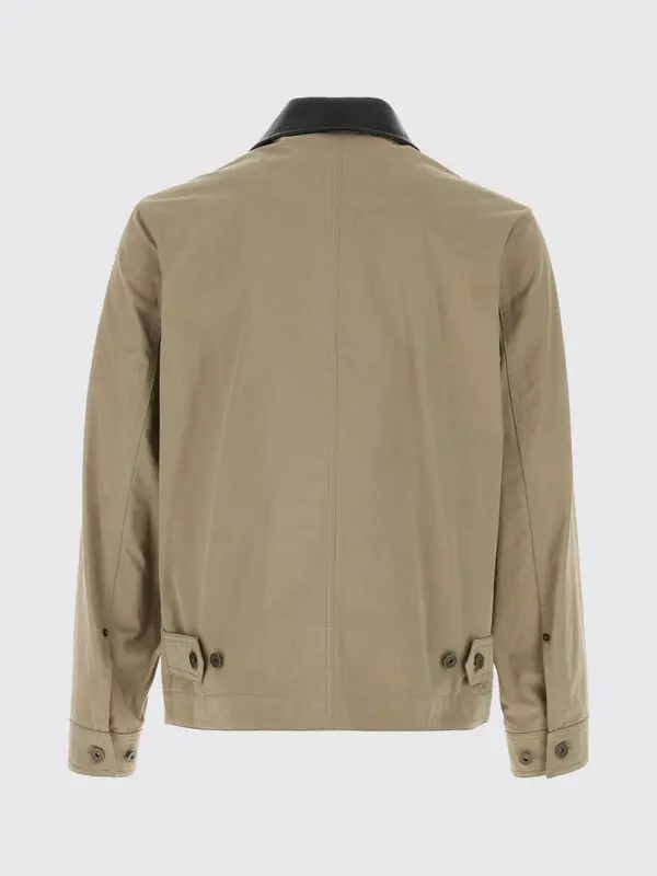 Burberry Shirt Jacket With Leather Collar And Ekd Logo