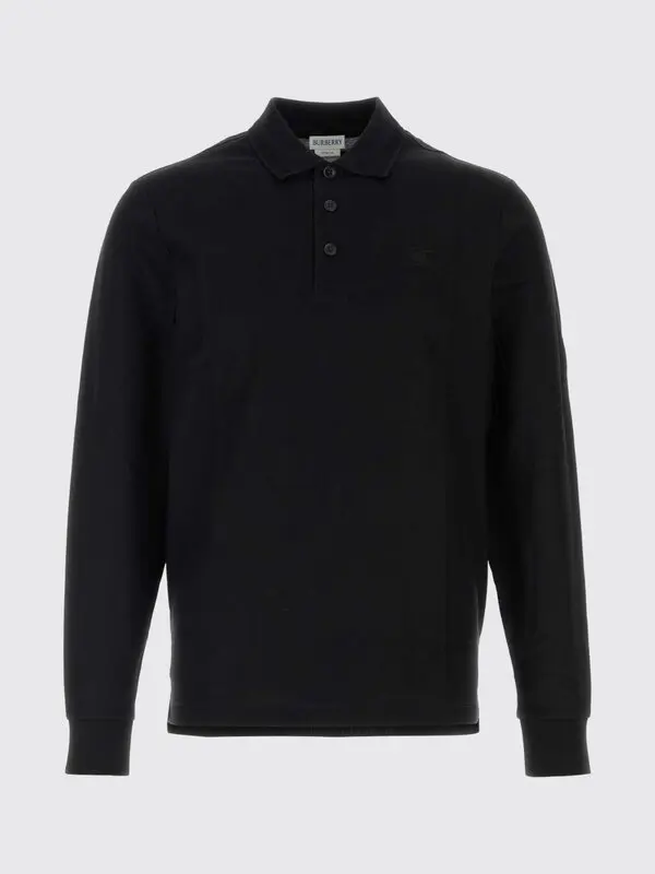 Burberry Ekd Logo Slim Fit Long-sleeved Cotton Polo