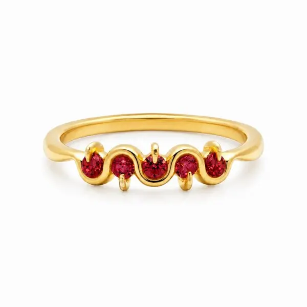 BELINDA JEWELZ Red / Gold Garnet Wavy Multi Birthstone Ring