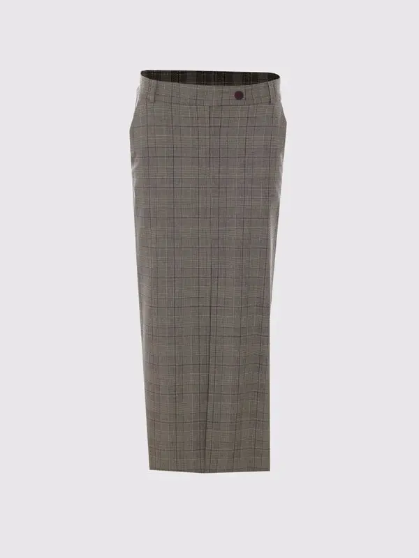 Pinko Prince Of Wales Check Wool Blend Midi Pencil Skirt With Front Slit