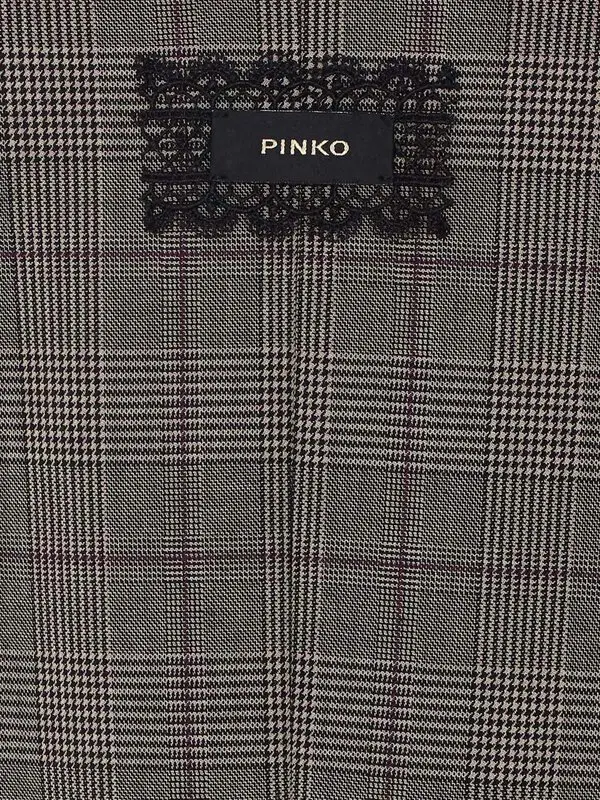 Pinko Prince Of Wales Check Wool Blend Midi Pencil Skirt With Front Slit