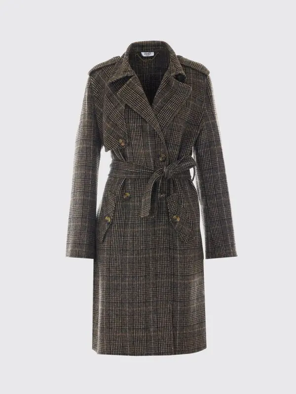 Liu Jo Double Breasted Checked Trench Coat