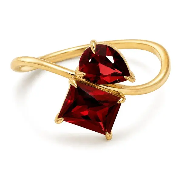 BELINDA JEWELZ Gold And Garnet Wavy Ring - Gold/red
