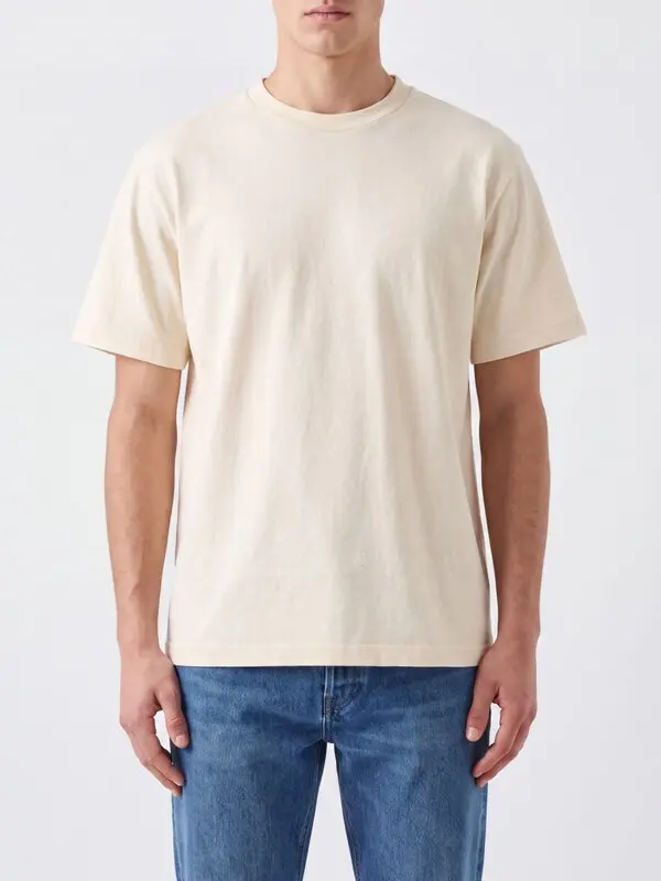 THE ROW Short-sleeved Cotton T-shirt With Crew Neck And Dropped Shoulders - Ecru