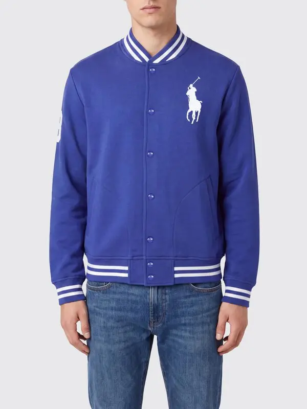 Polo Ralph Lauren Cotton Blend Embroidered Pony Bomber Jacket - Blue