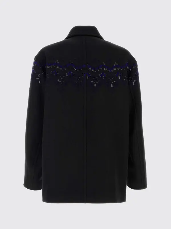 Dries Van Noten Single-breasted Sequin Appliqué Wool Blend Coat