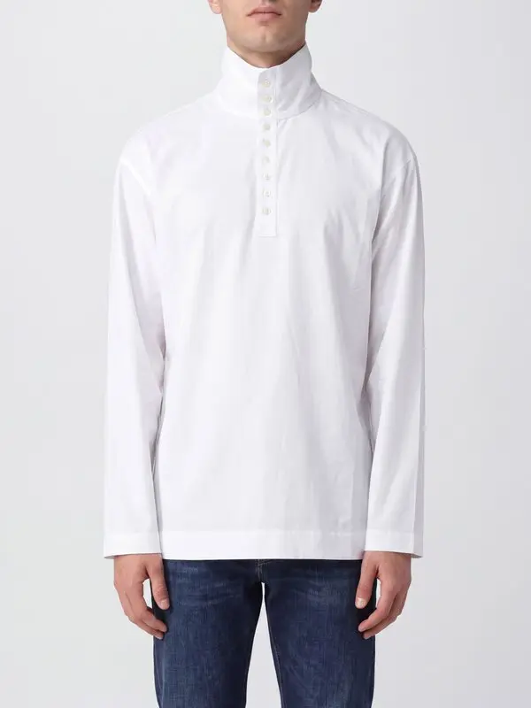 Dries Van Noten High-neck Cotton Shirt With Dropped Shoulders