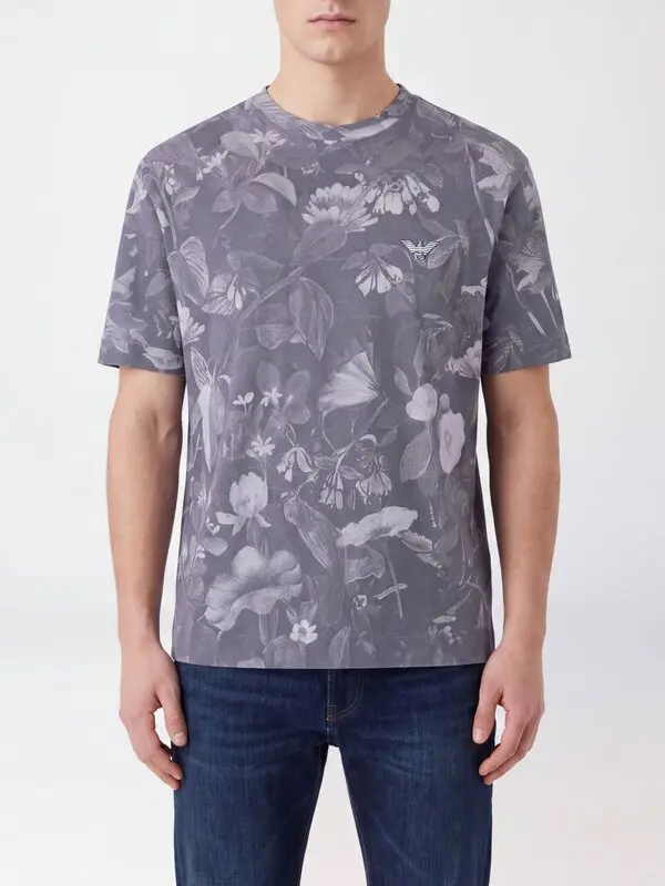Emporio Armani Floral Print All-over Cotton Crew-neck T-shirt
