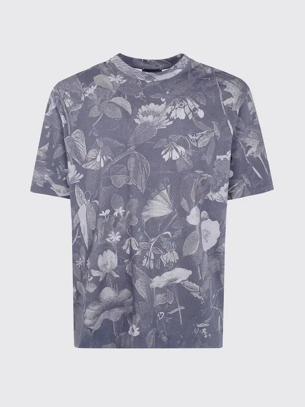 Emporio Armani Floral Print All-over Cotton Crew-neck T-shirt