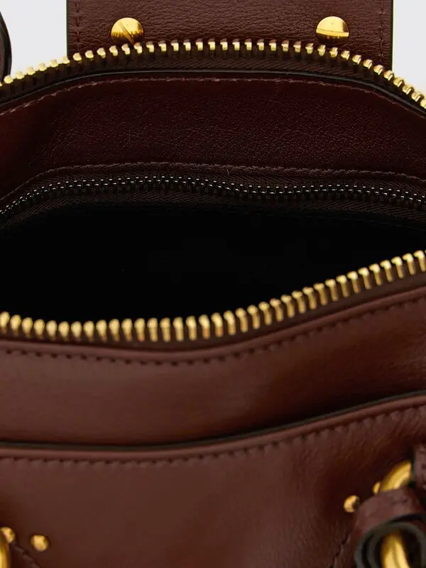 Chloé Paddington Handbag In Leather With Padlock And Studs - Brown