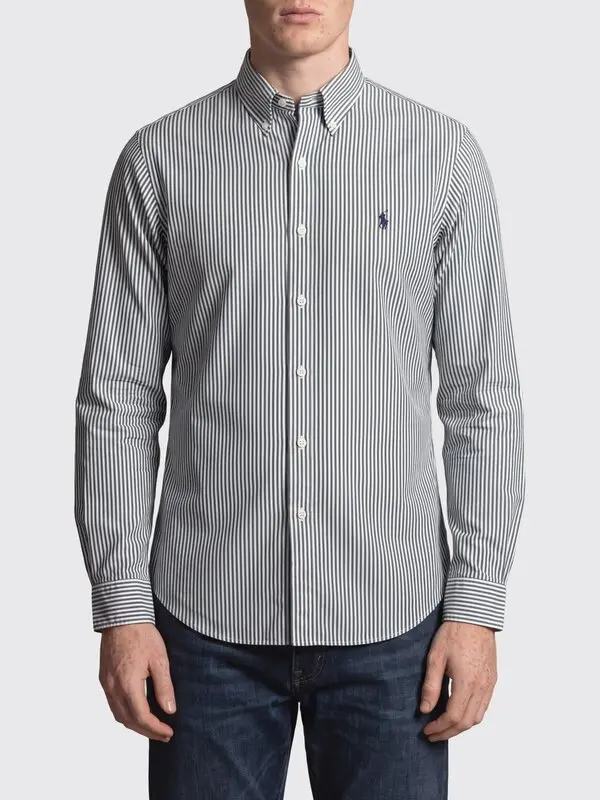 Polo Ralph Lauren Slim Fit Striped Stretch-cotton Shirt With Pony Logo - Green