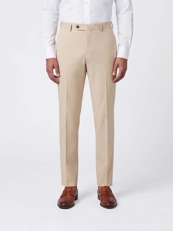 PT TORINO Slim Fit Cotton And Silk Tailored Trousers - Beige