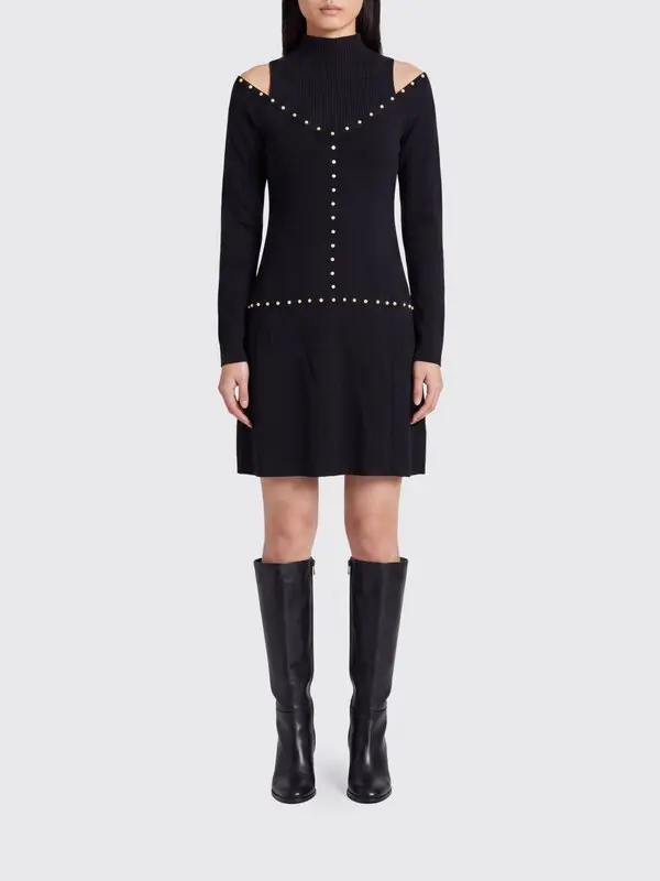 Liu Jo Cut-out Shoulder Knit Mini Dress With Stud Embellishments