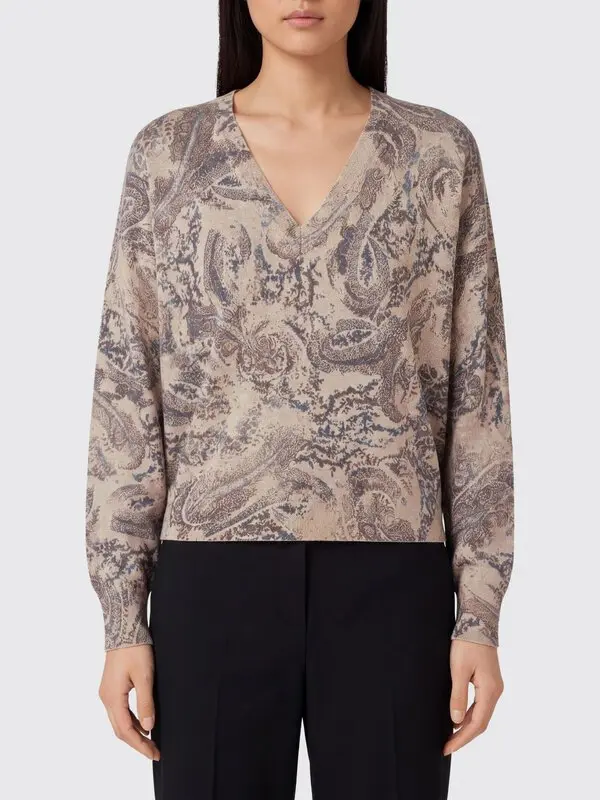 Liu Jo Paisley V-neck Sweater - Beige