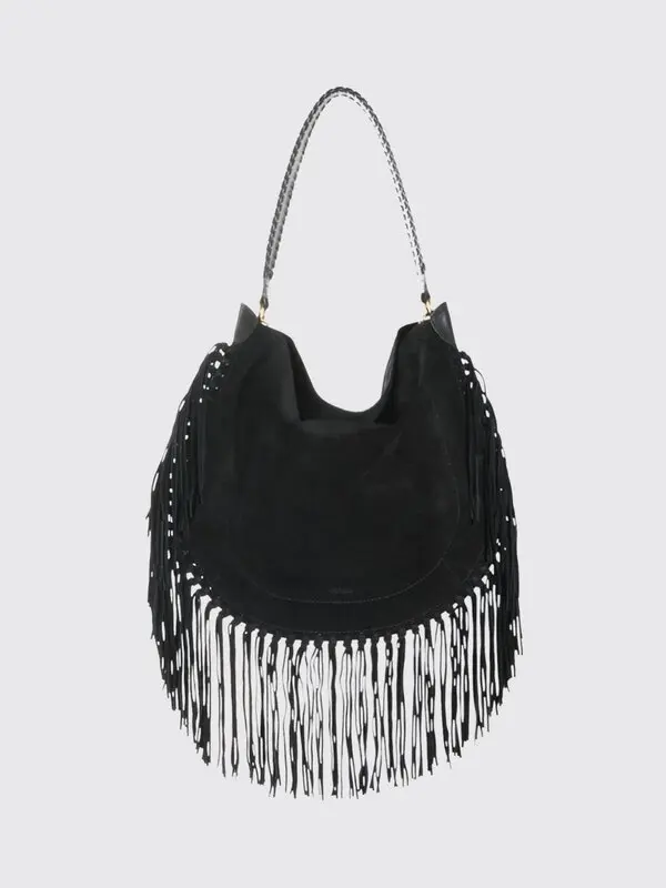 Isabel Marant Étoile Suede Shoulder Bag With Fringe - Black
