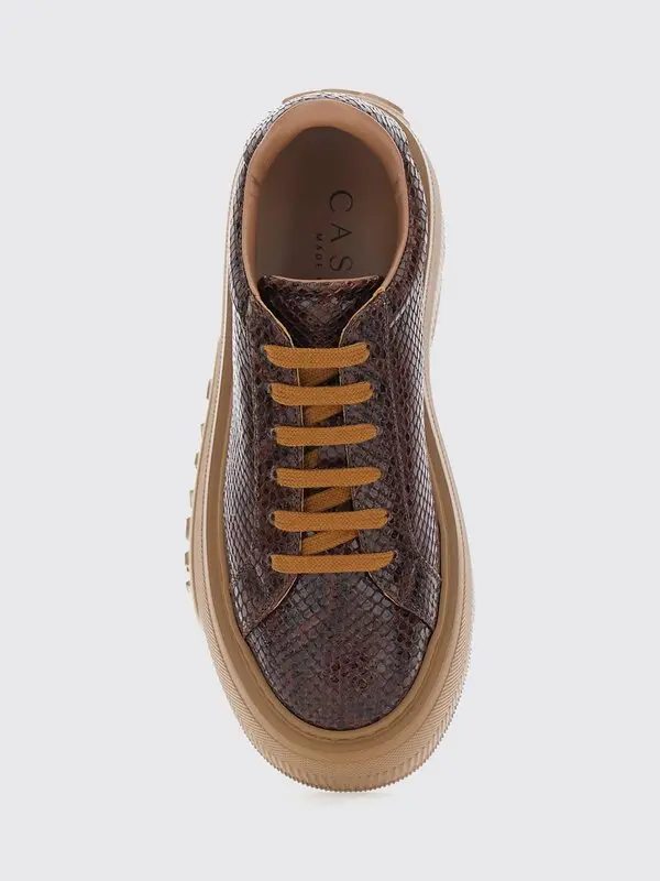 Casadei Python Print Leather Platform Sneakers - Brown