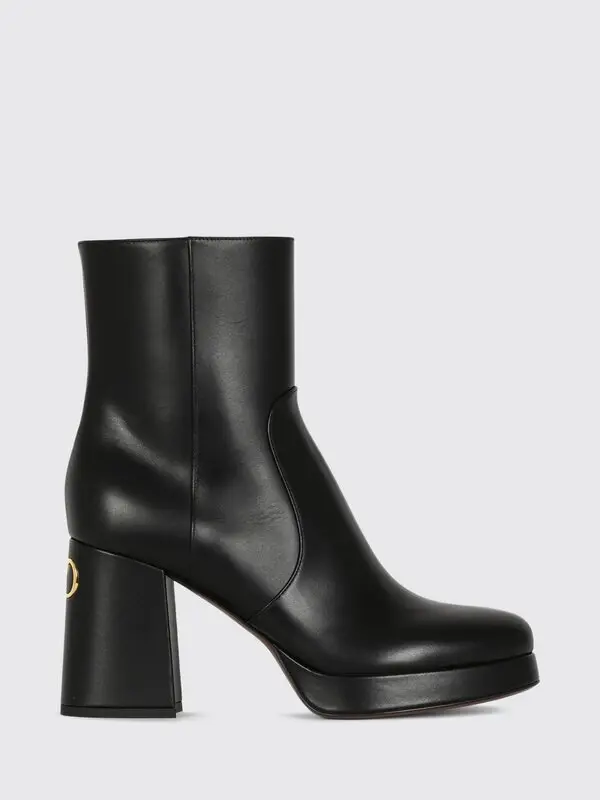 Valentino Garavani Calfskin Ankle Boots With High Heel And Vlogo Signature - Black
