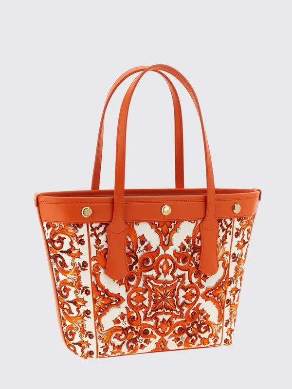 Dolce & Gabbana Printed Canvas And Leather Tote