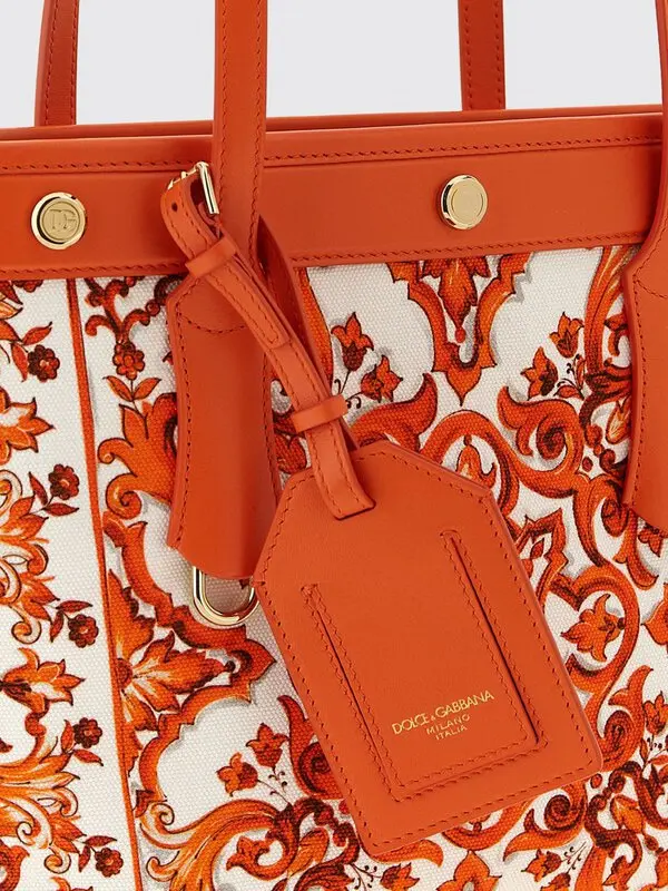 Dolce & Gabbana Printed Canvas And Leather Tote