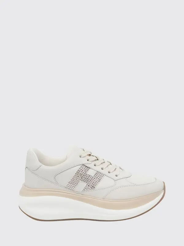 Hogan Maxi I Active Leather Sneakers With Rhinestone H Logo