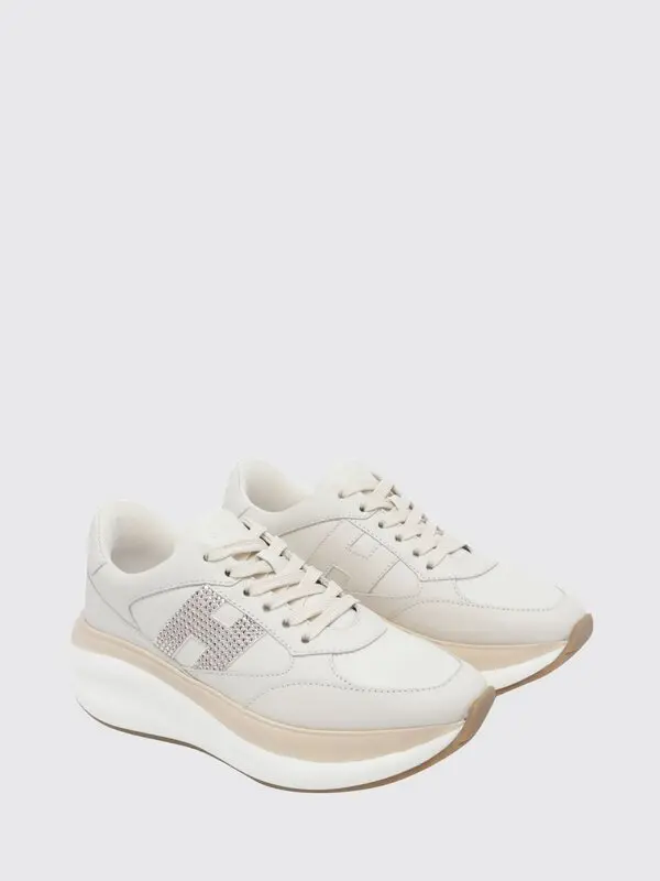 Hogan Maxi I Active Leather Sneakers With Rhinestone H Logo