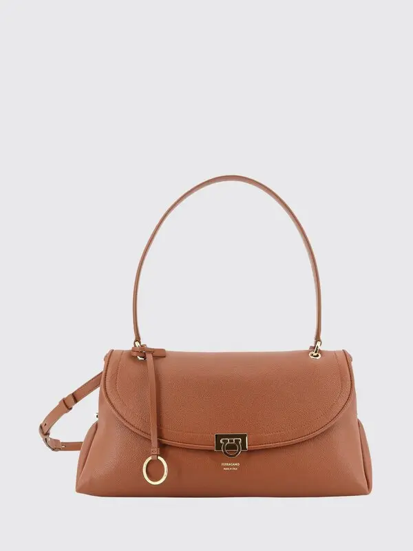 FERRAGAMO Gancini Lock Shoulder Bag - Brown