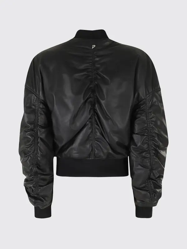 DONDUP Cropped Synthetic Leather Bomber Jacket - Black