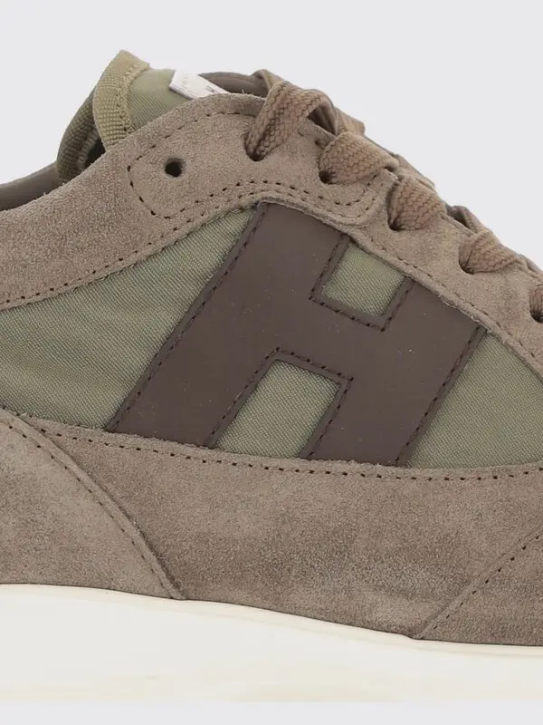 Hogan Suede And Mesh Sneakers With Side Logo - Beige