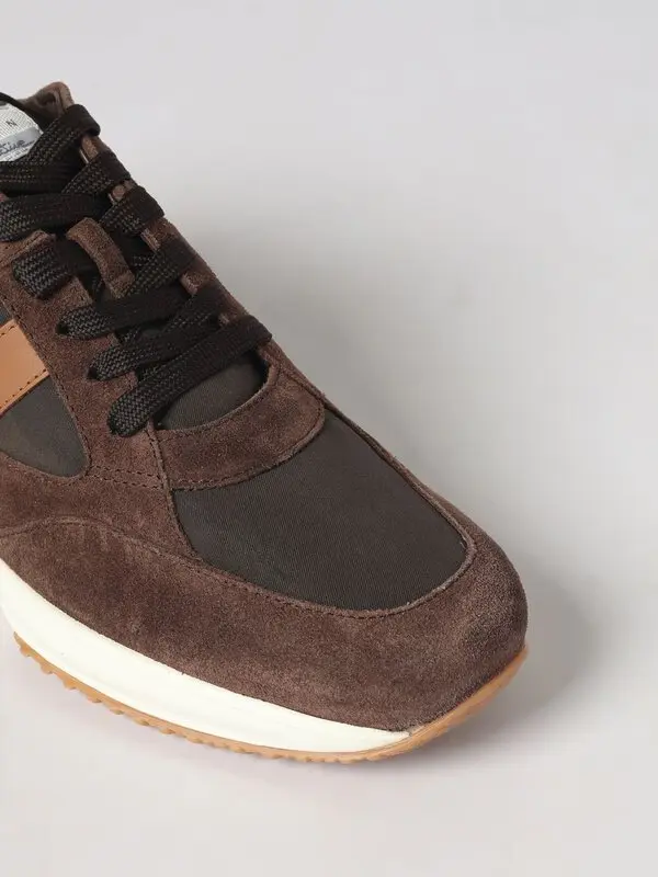 Hogan Suede And Mesh Sneakers With Side Logo - Brown