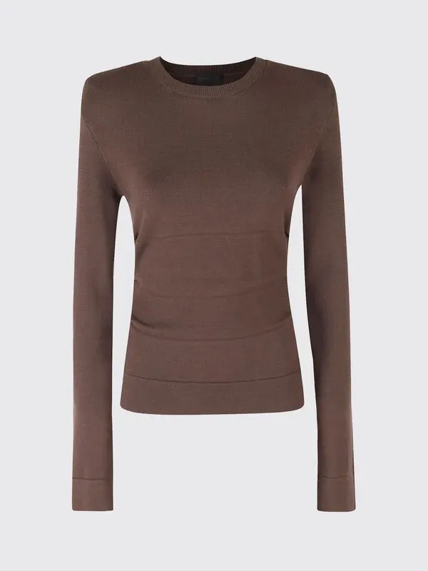 DONDUP Slim Fit Crewneck Jumper With Padded Shoulders - Brown