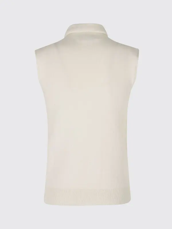 Alberta Ferretti Sleeveless Silk And Cashmere Mock Neck Top With Studs - White