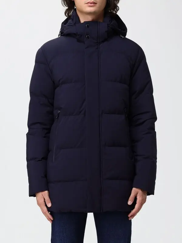 Paul & Shark Quilted Down Jacket With Hood - Blue
