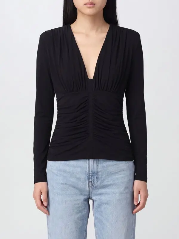 Sportmax Ruched V-neck Long Sleeve Top