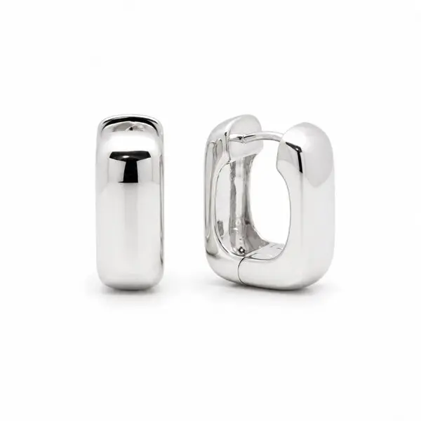 BELINDA JEWELZ Chunky Block Hoops - Silver