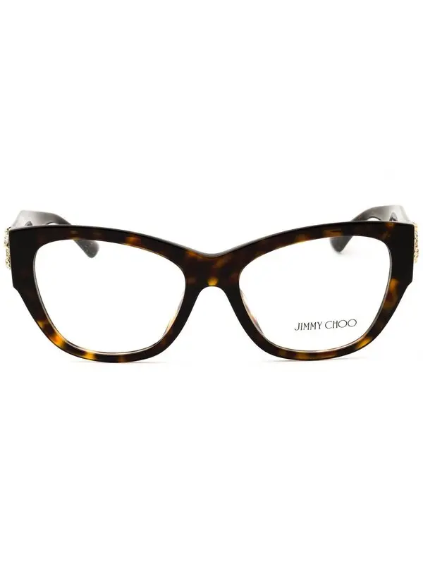 JIMMY CHOO Cat Eye Eyeglasses - Havana/clear Demo Lens
