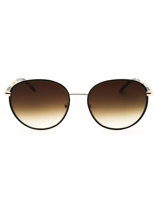 Longchamp Round Metal Frame Sunglasses - Gold/black/brown Gradient