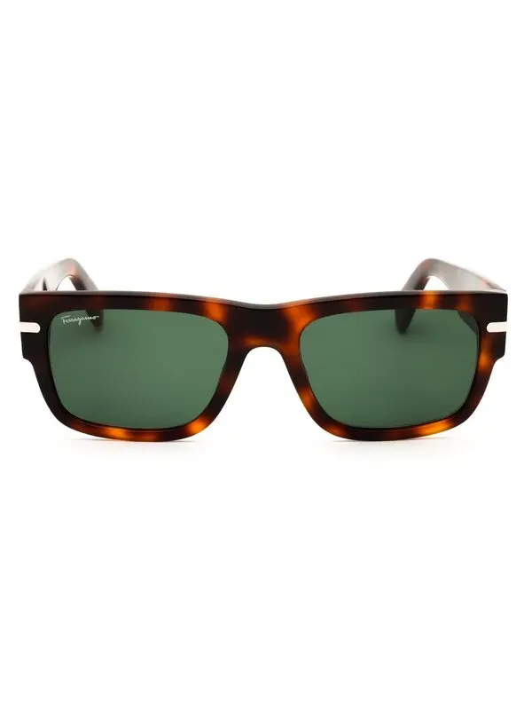 FERRAGAMO Rectangular Tortoiseshell Full Rim Sunglasses - Blue/brown