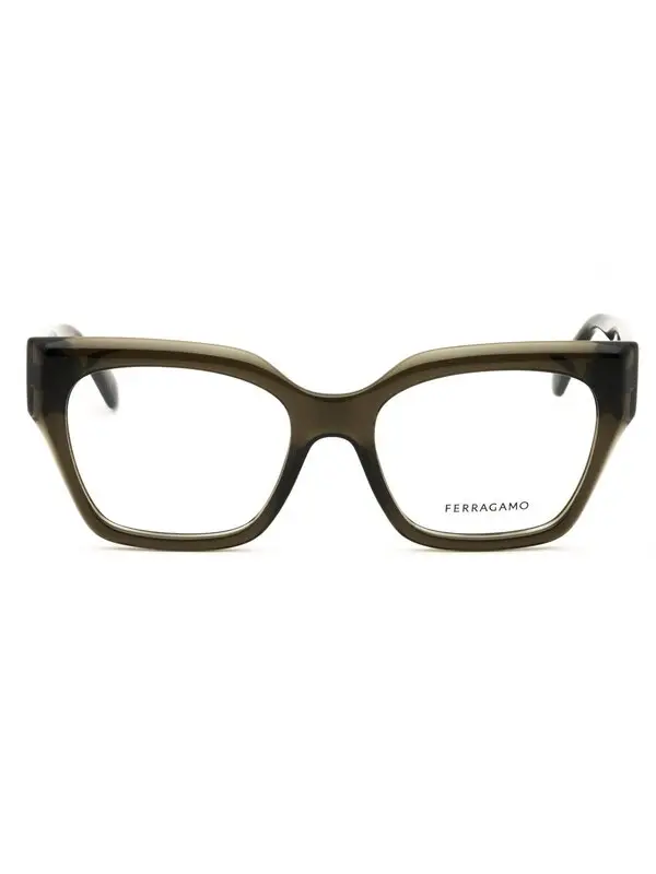 FERRAGAMO Rectangular Full Rim Eyeglasses - Transparent Khaki