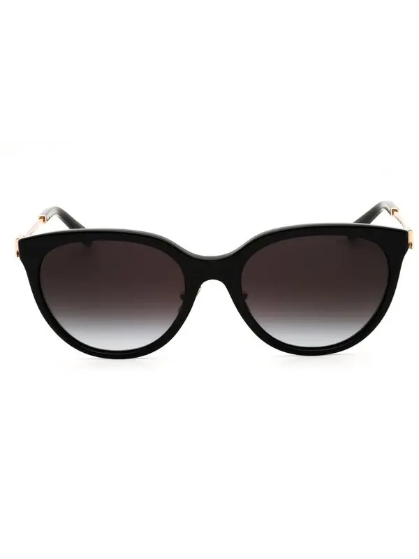 Tiffany & Co. Round Frame Acetate Sunglasses With Metal Detailing - Black / Gradient Grey