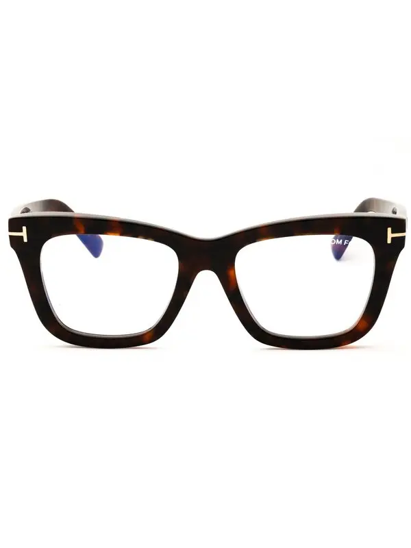 TOM FORD Cat-eye Eyeglasses With Premium Acetate Construction - Dark Havana/clear/blue-light Block Lens