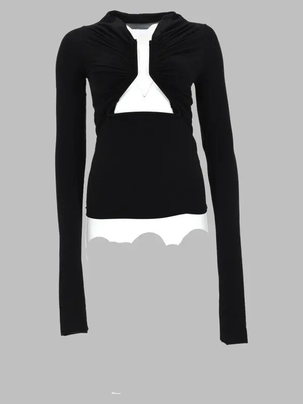 Rick Owens Stretch Nylon Long Sleeve T-shirt - Black