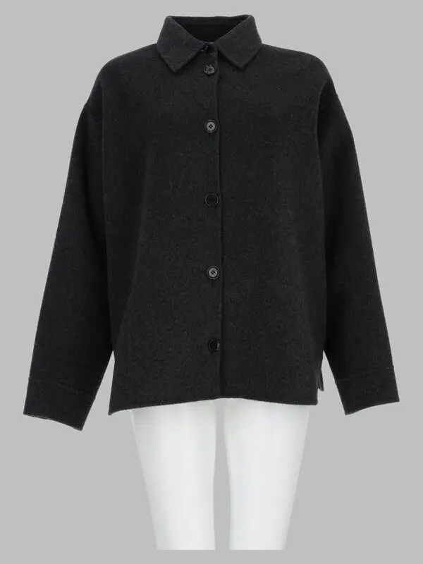 Aspesi Textured Button-up Shirt Jacket - Charcoal