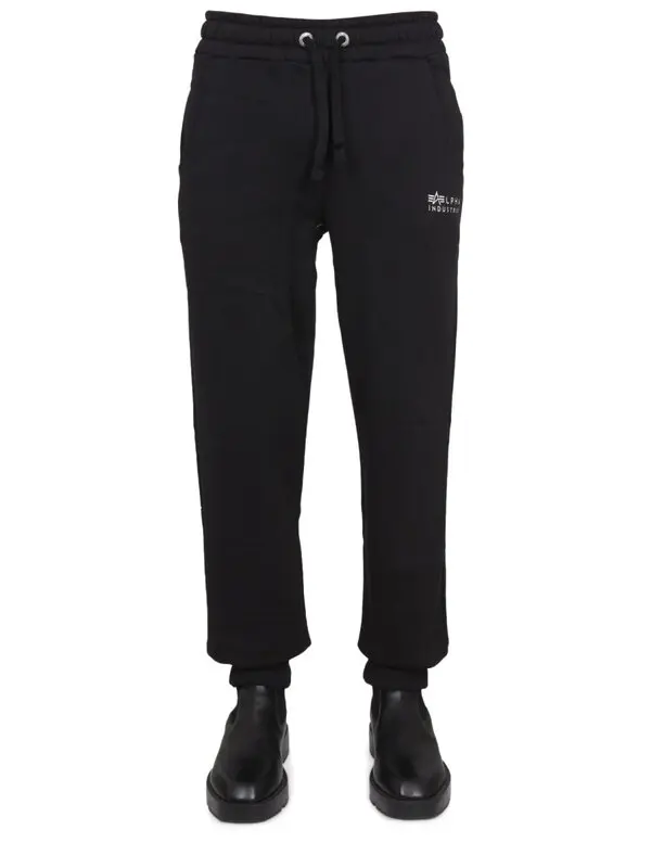 Alpha Industries Logo-embellished Trousers With Drawstring Closure - Black